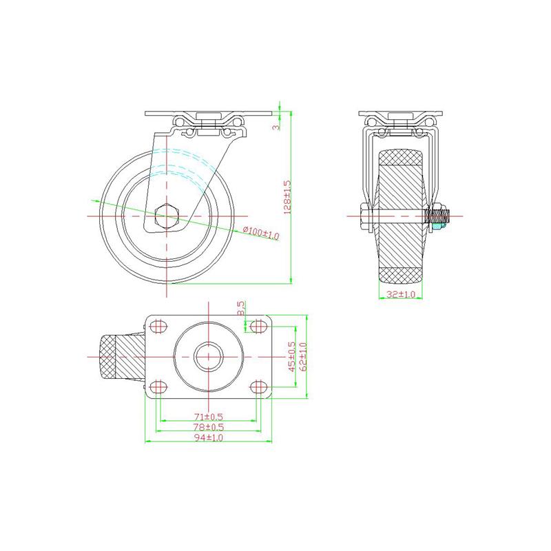 medium duty 100mm industrial Rubber Caster from China manufacturer ...